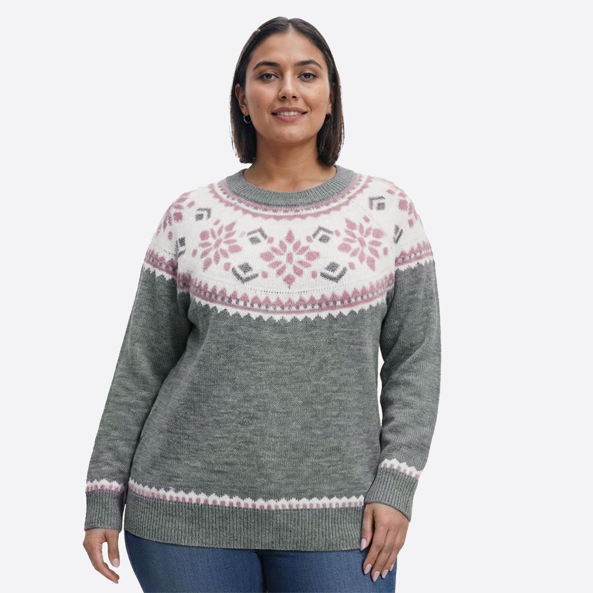 Click here for Plus Size Hasting & Smith Crew Neck Snowflake Fair... prices